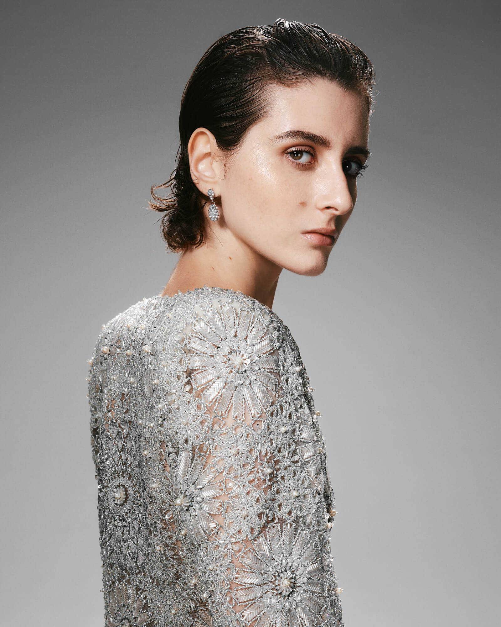 Ayra embellished silver jacket – AMALI